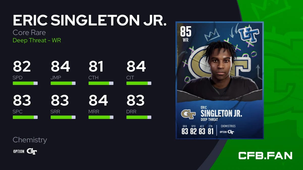 Eric Singleton Jr. Core Rare 85 OVR - College Football 25 - CFB.FAN
