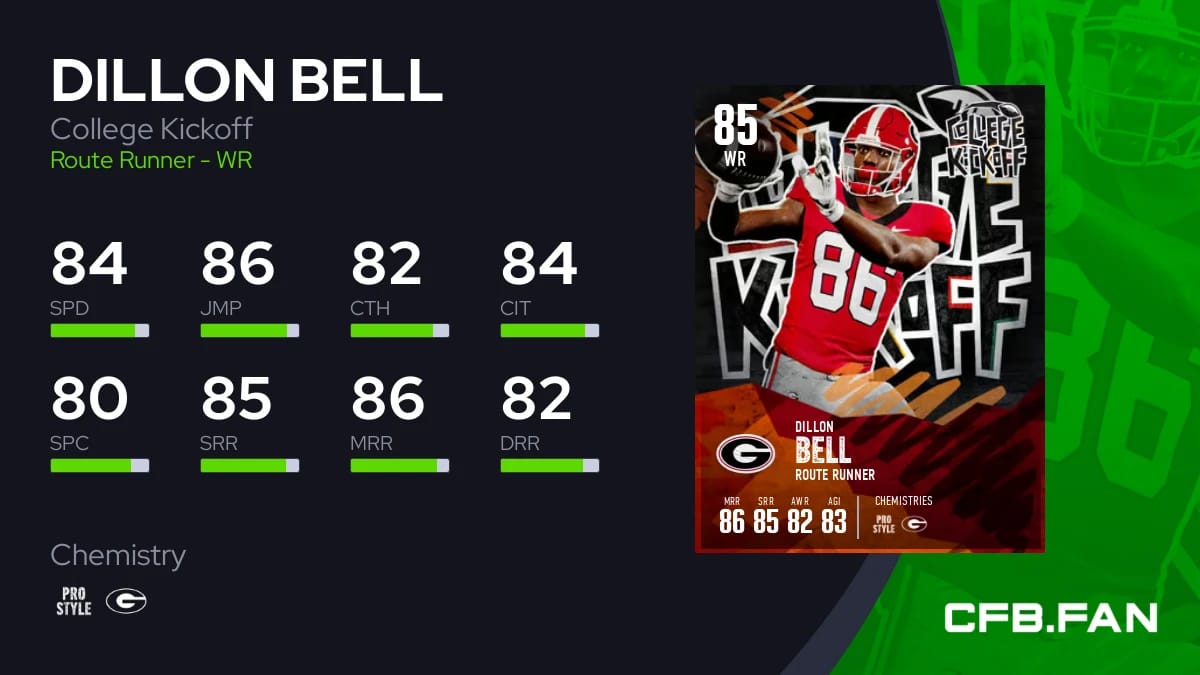 Dillon Bell College Kickoff 85 OVR - College Football 25 - CFB.FAN