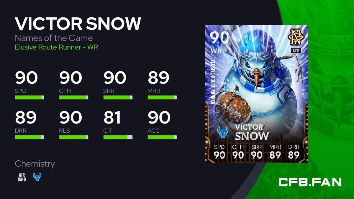 Victor Snow Names of the Game 90 OVR - College Football 26 - CFB.FAN
