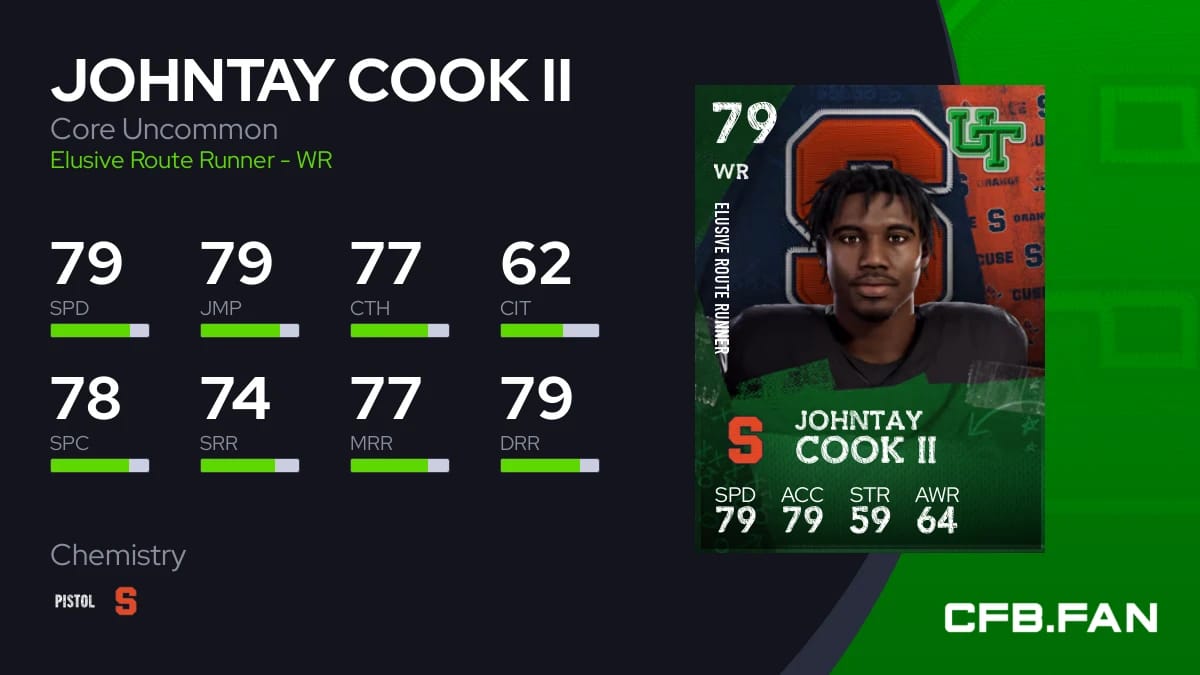 Johntay Cook II Core Uncommon 79 OVR - College Football 26 - CFB.FAN