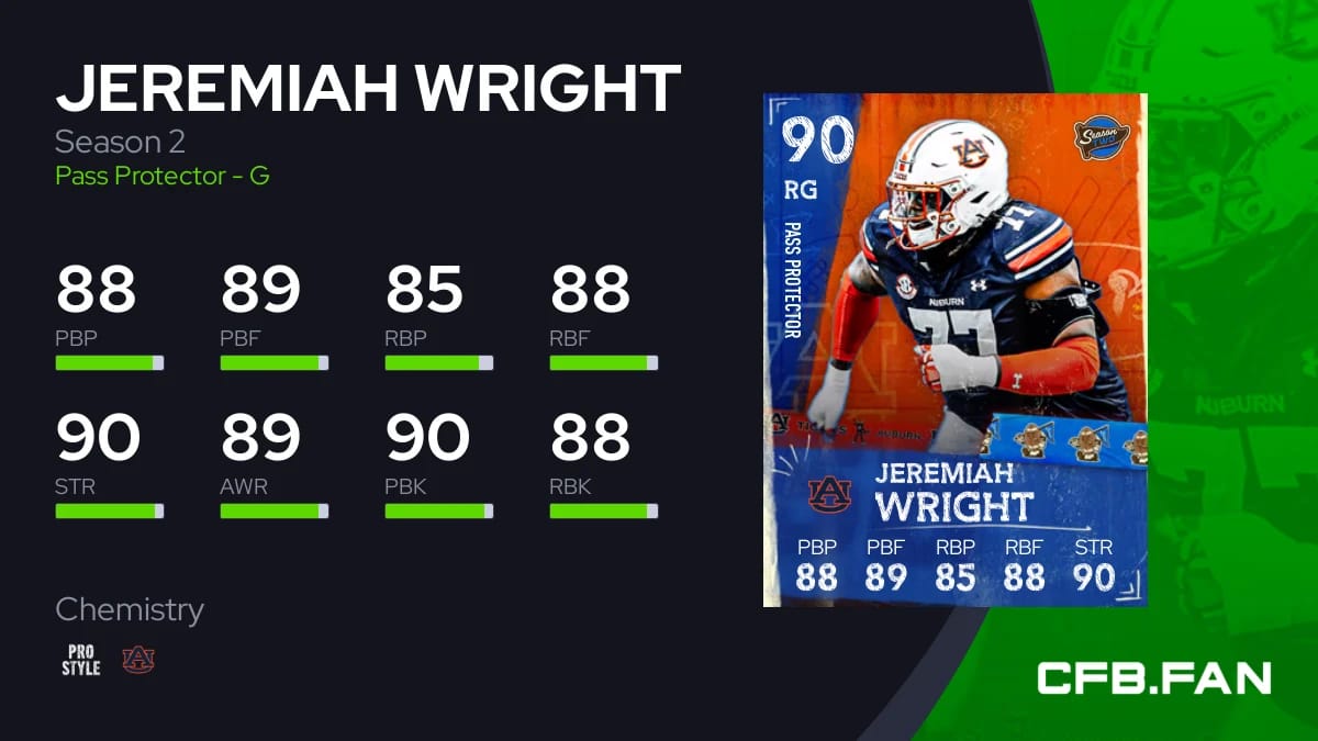 Jeremiah Wright Season 2 90 OVR - College Football 26 - CFB.FAN