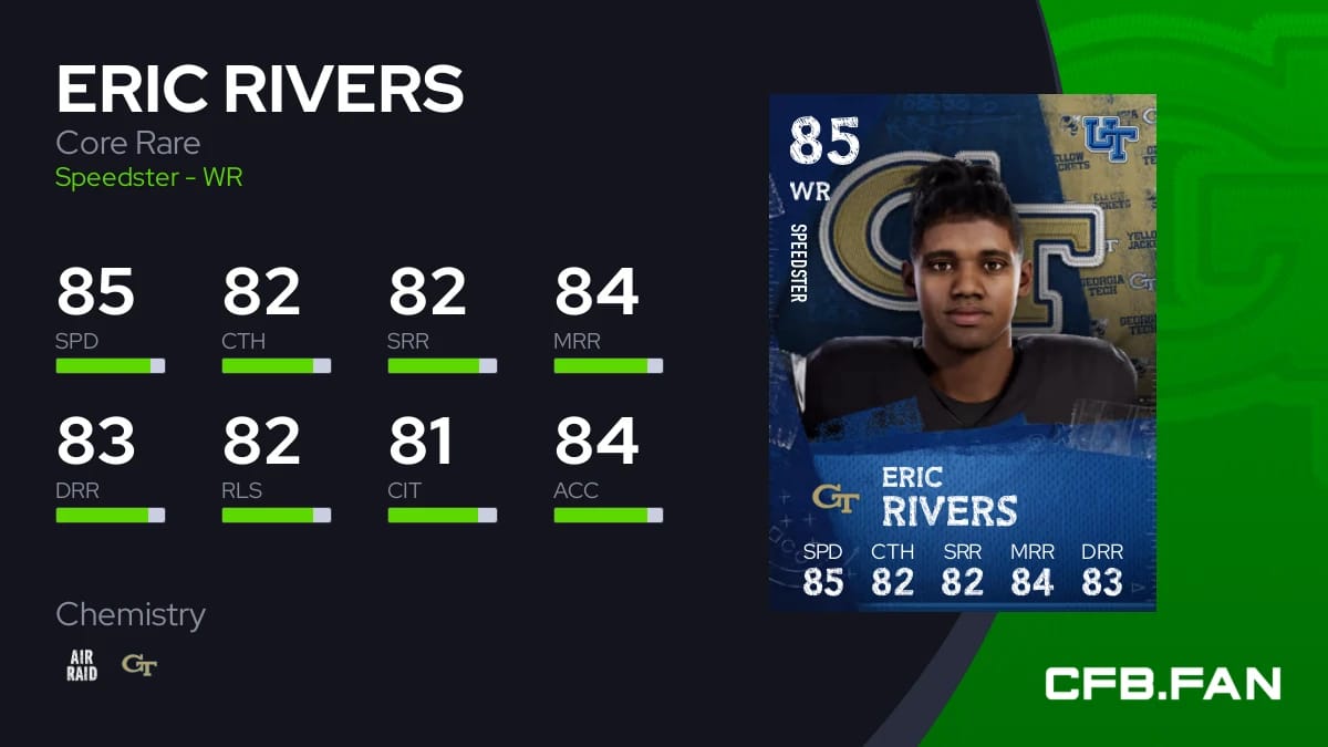 Eric Rivers Core Rare 85 OVR - College Football 26 - CFB.FAN