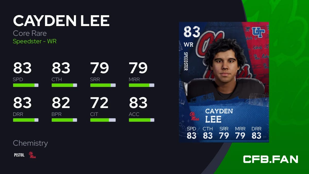 Cayden Lee Core Rare 83 OVR - College Football 26 - CFB.FAN