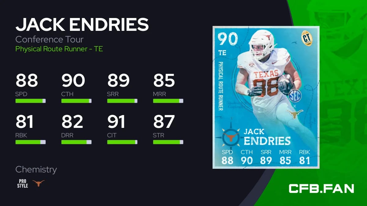Jack Endries Conference Tour 90 OVR - College Football 26 - CFB.FAN