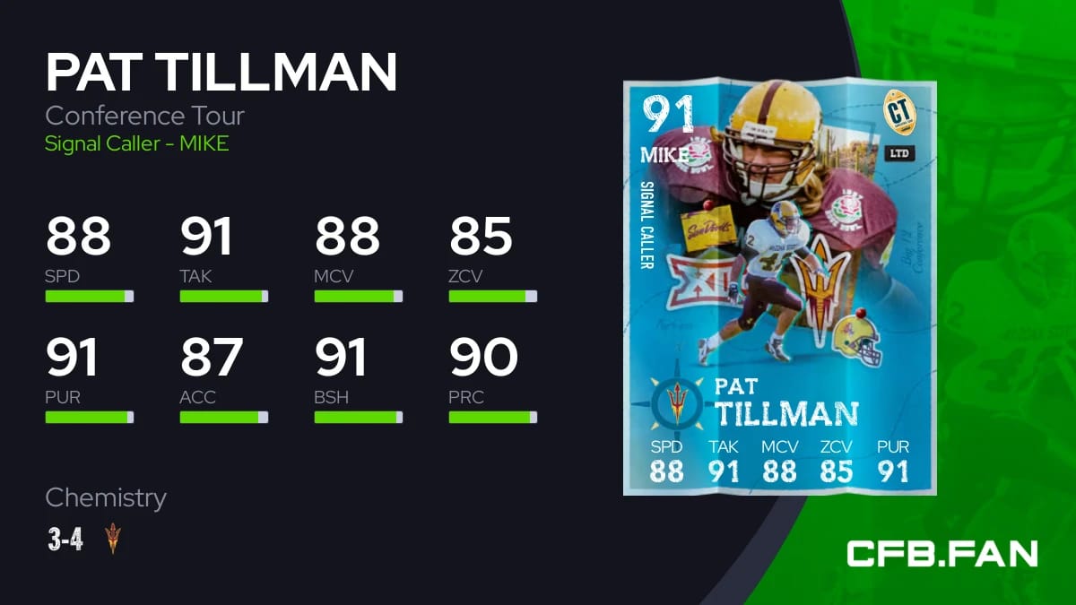 Pat Tillman Conference Tour 91 OVR - College Football 26 - CFB.FAN