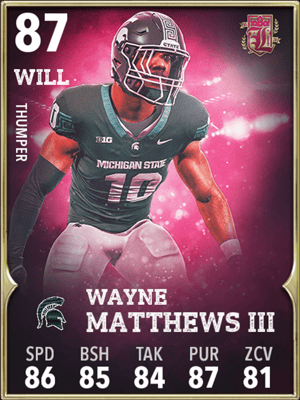 87 OVR Legacies Wayne Matthews III Revealed Player Item - CUT 26 - CFB.FAN