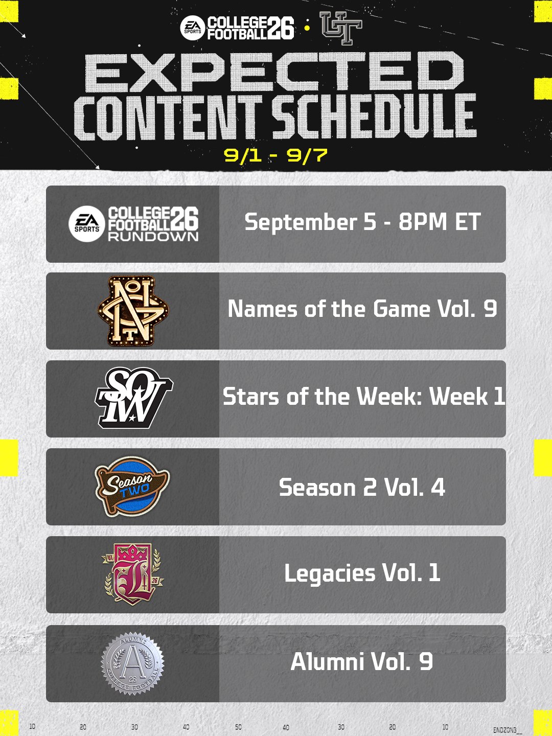 Weekly CUT Schedule (9/1-9/7) - CFB.FAN